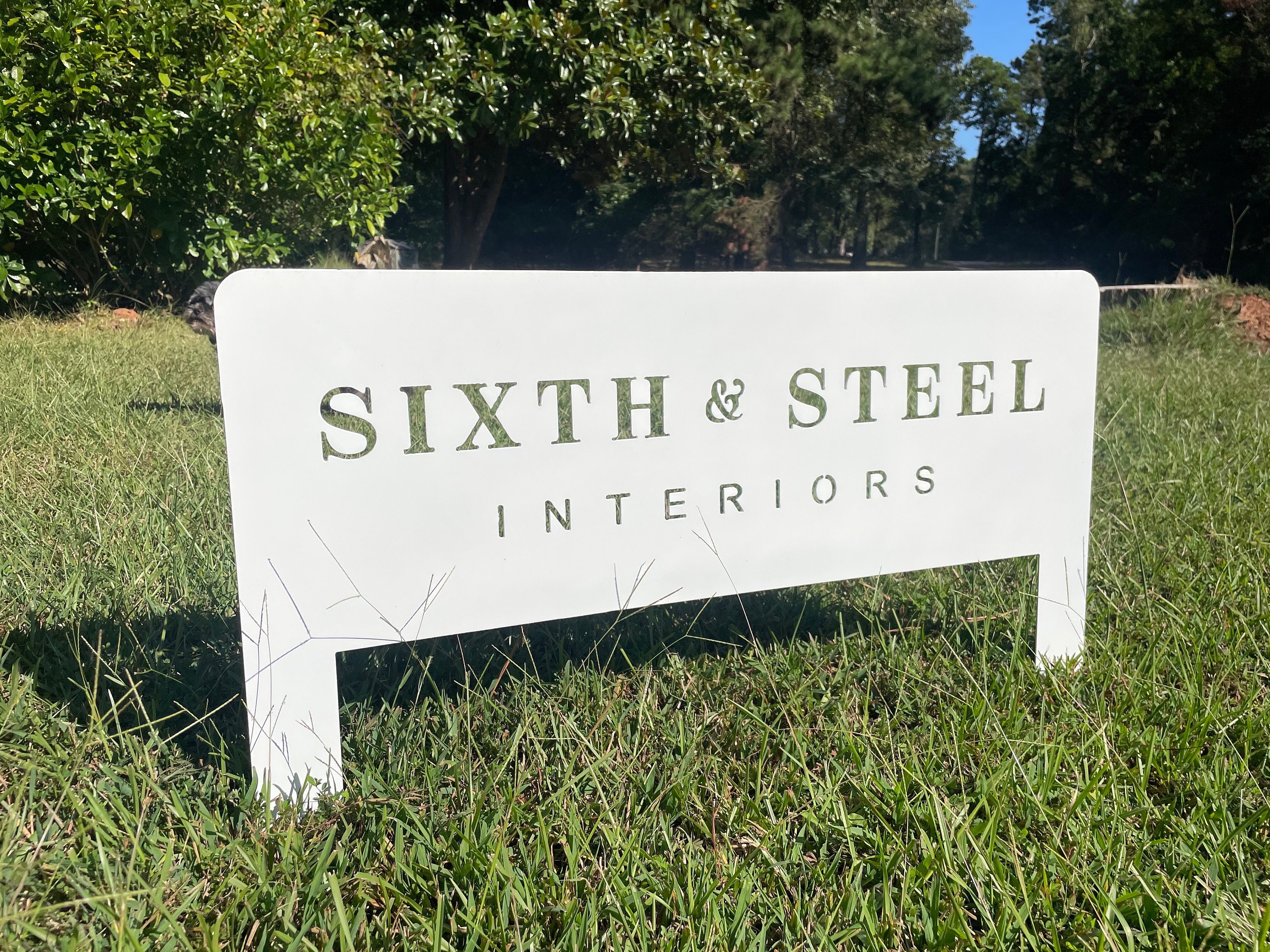 Custom Rectangle Logo Yard Sign – Powder Coated Sturdy Metal Business ...