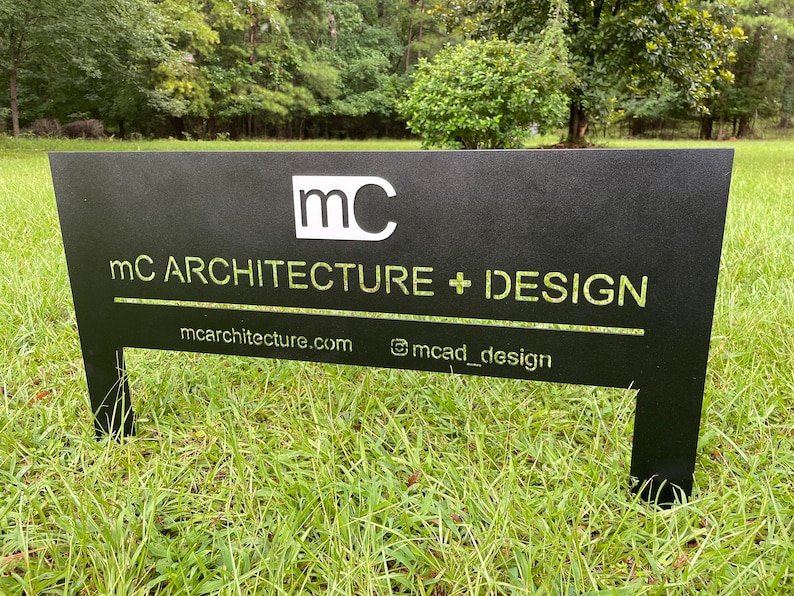 Custom Rectangle Logo Yard Sign – Powder Coated Sturdy Metal Business ...