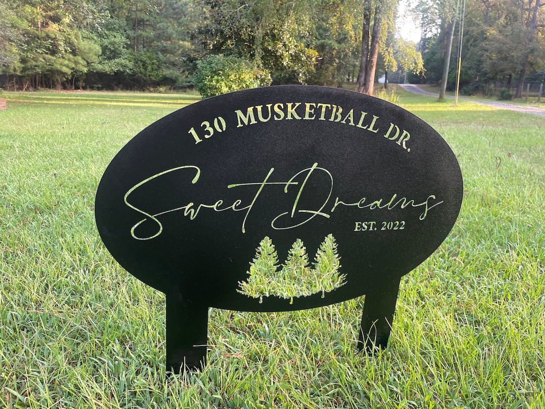 Custom Metal Address Sign: Evergreen Tree Airbnb Yard Stake - Etsy