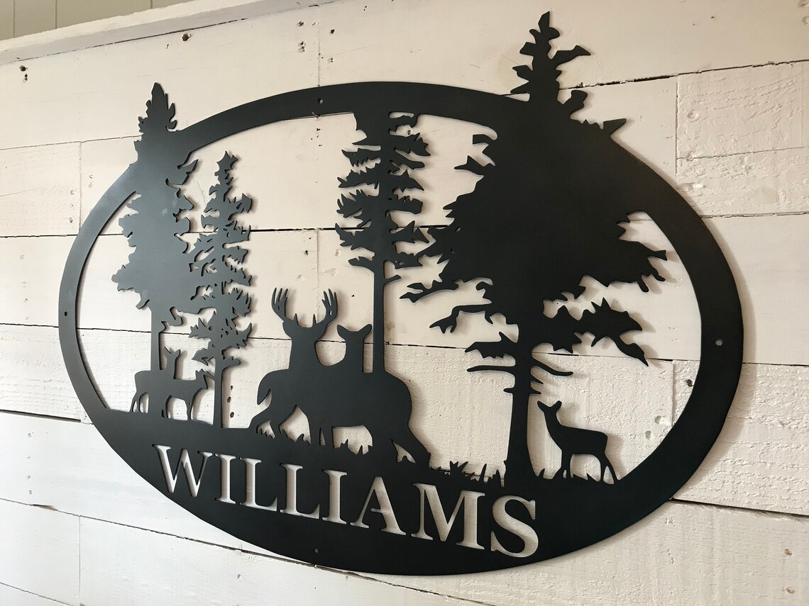 Beautiful Custom Deer Monogrammed Sign Family Name Sign Deer - Etsy