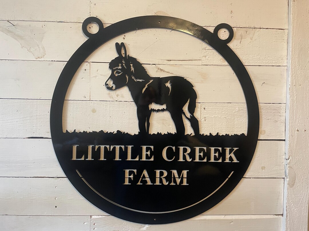 Custom Round Miniature Donkey Sign - Metal Donkey Signs - Miniature ...