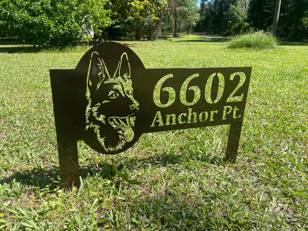 Personalized German Shepherd Address Sign; Dog Mailbox Sign; Lawn ...