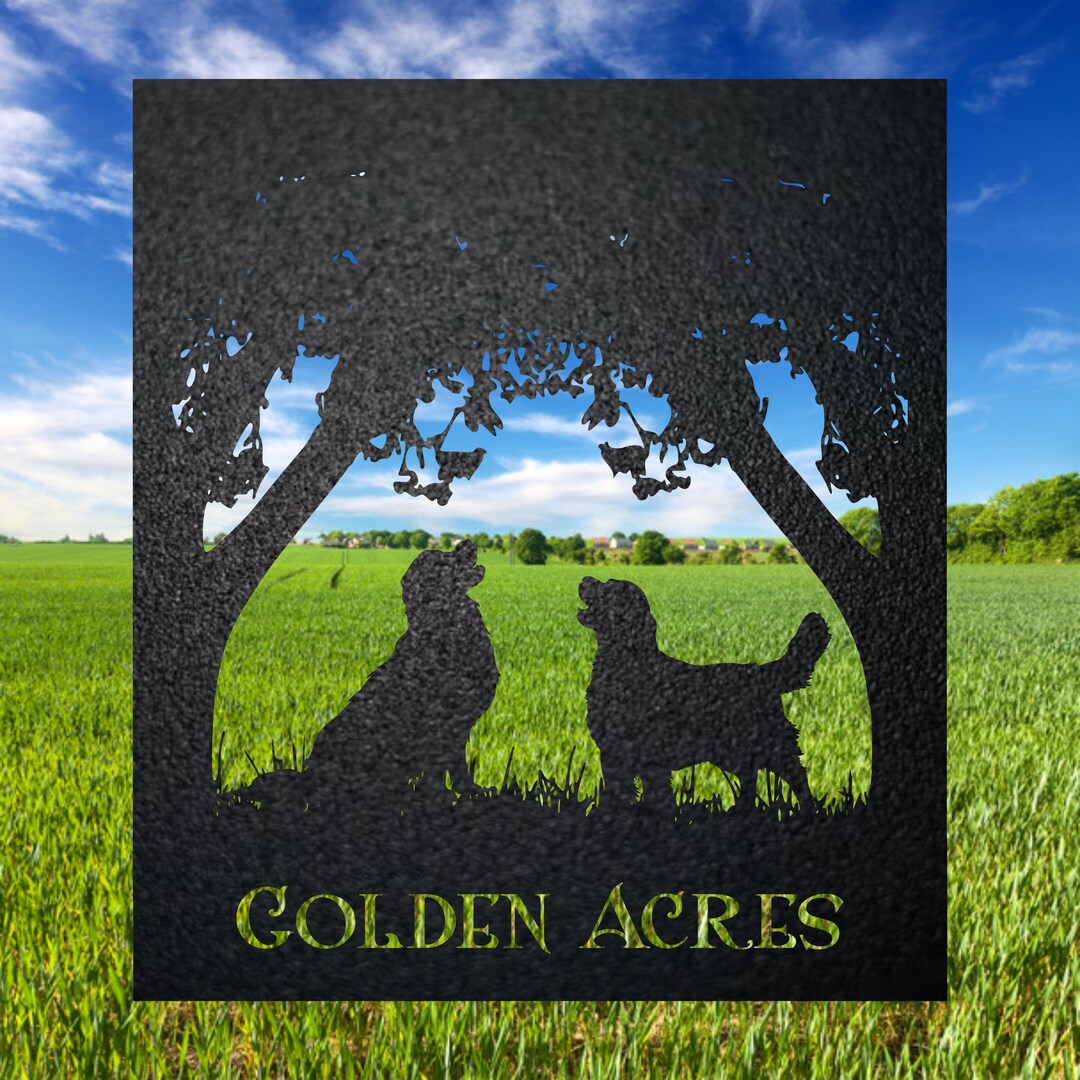 Custom Square Dogs in Trees Metal Sign; Breeder and Kennel Metal Signs ...