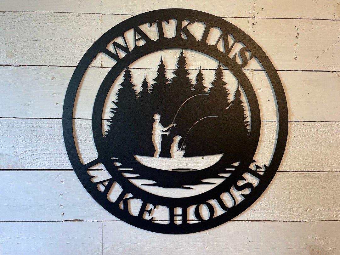 Couple Fishing Custom Sign; Lake Sign; Lake Monogram; Lake Life Metal ...