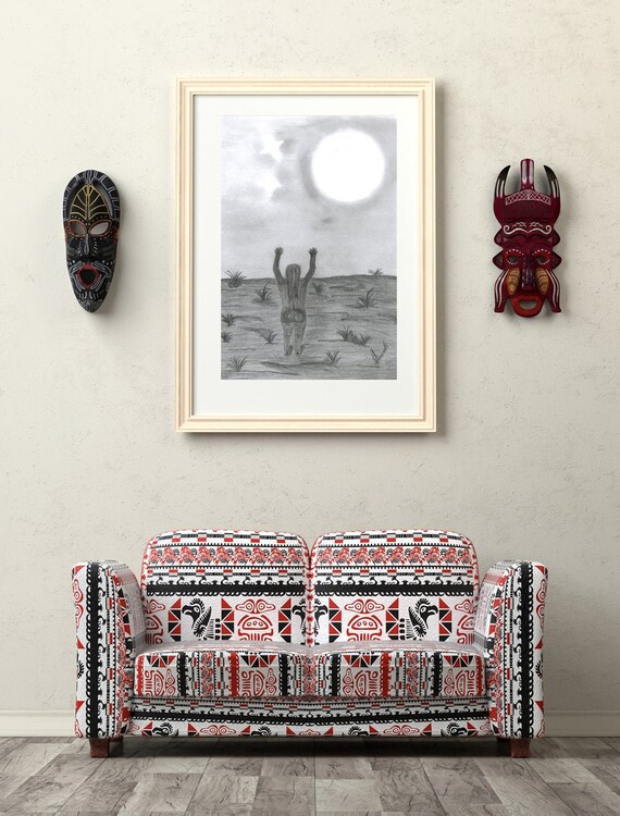 Indigenous Art Woman and Moon Moon Worship Downloadable - Etsy