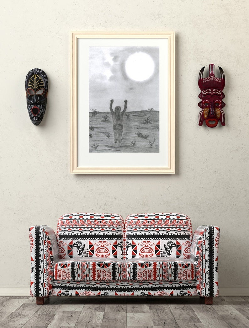 Indigenous Art, Woman and Moon, Moon Worship, Downloadable Artwork ...