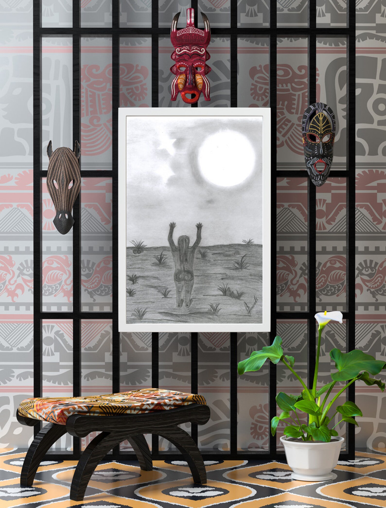 Indigenous Art, Woman and Moon, Moon Worship, Downloadable Artwork ...
