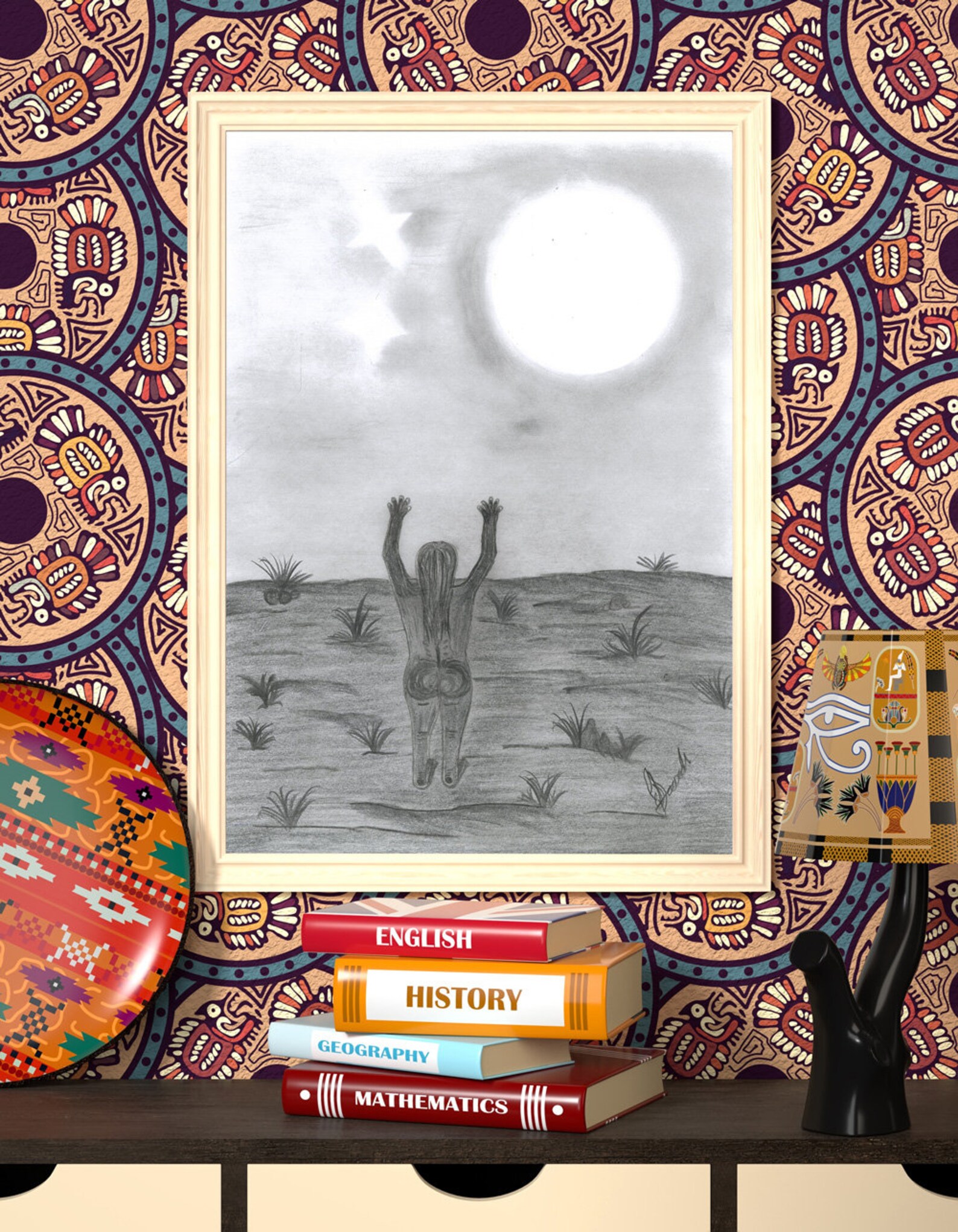 Indigenous Art, Woman and Moon, Moon Worship, Downloadable Artwork ...