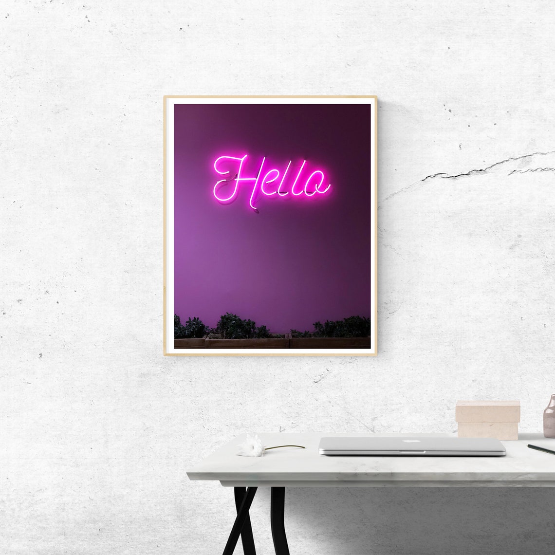 Hello Neon Sign Neon Sign Light Pink Printable Wall Art | Etsy