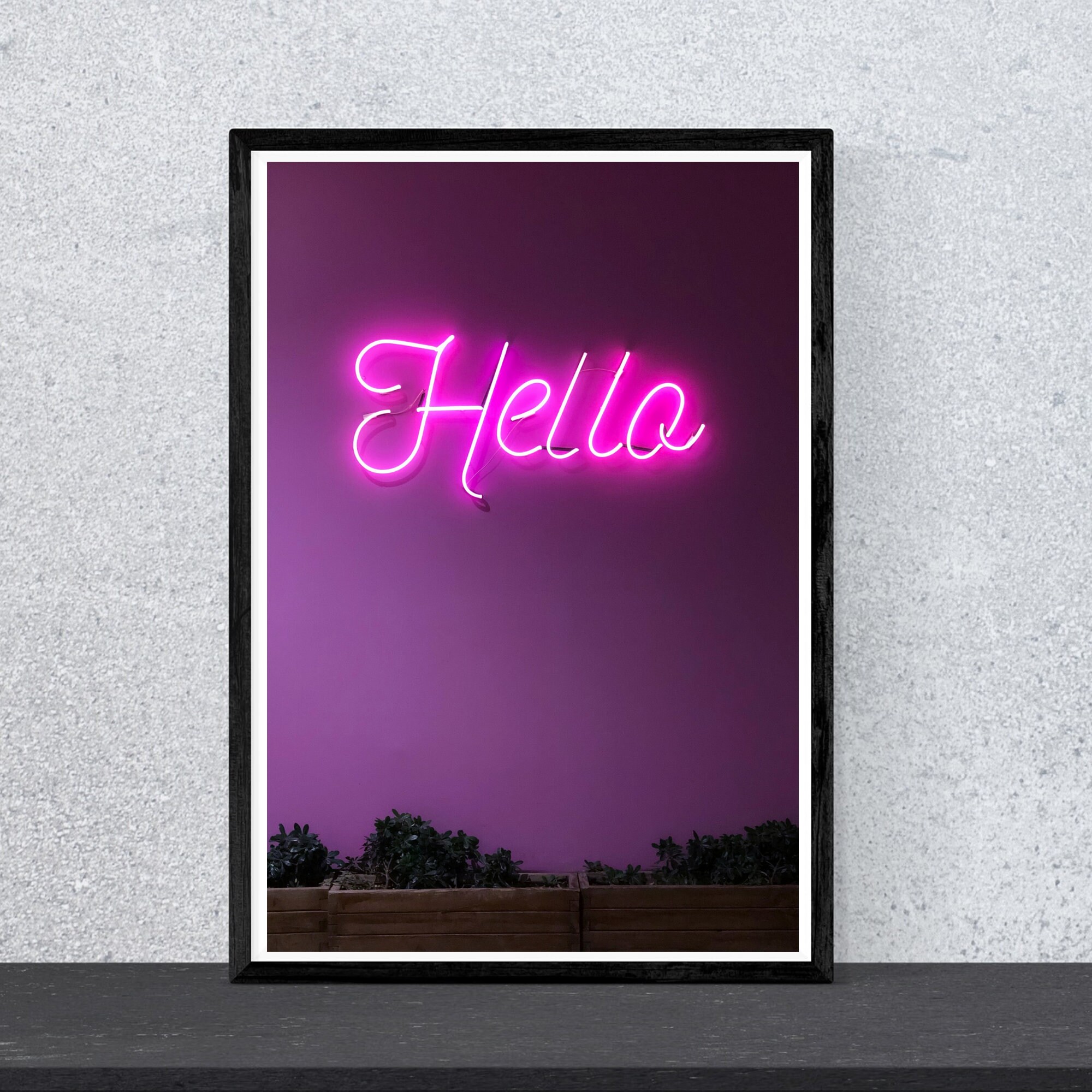 Hello Neon Sign Neon Sign Light Pink Printable Wall Art | Etsy