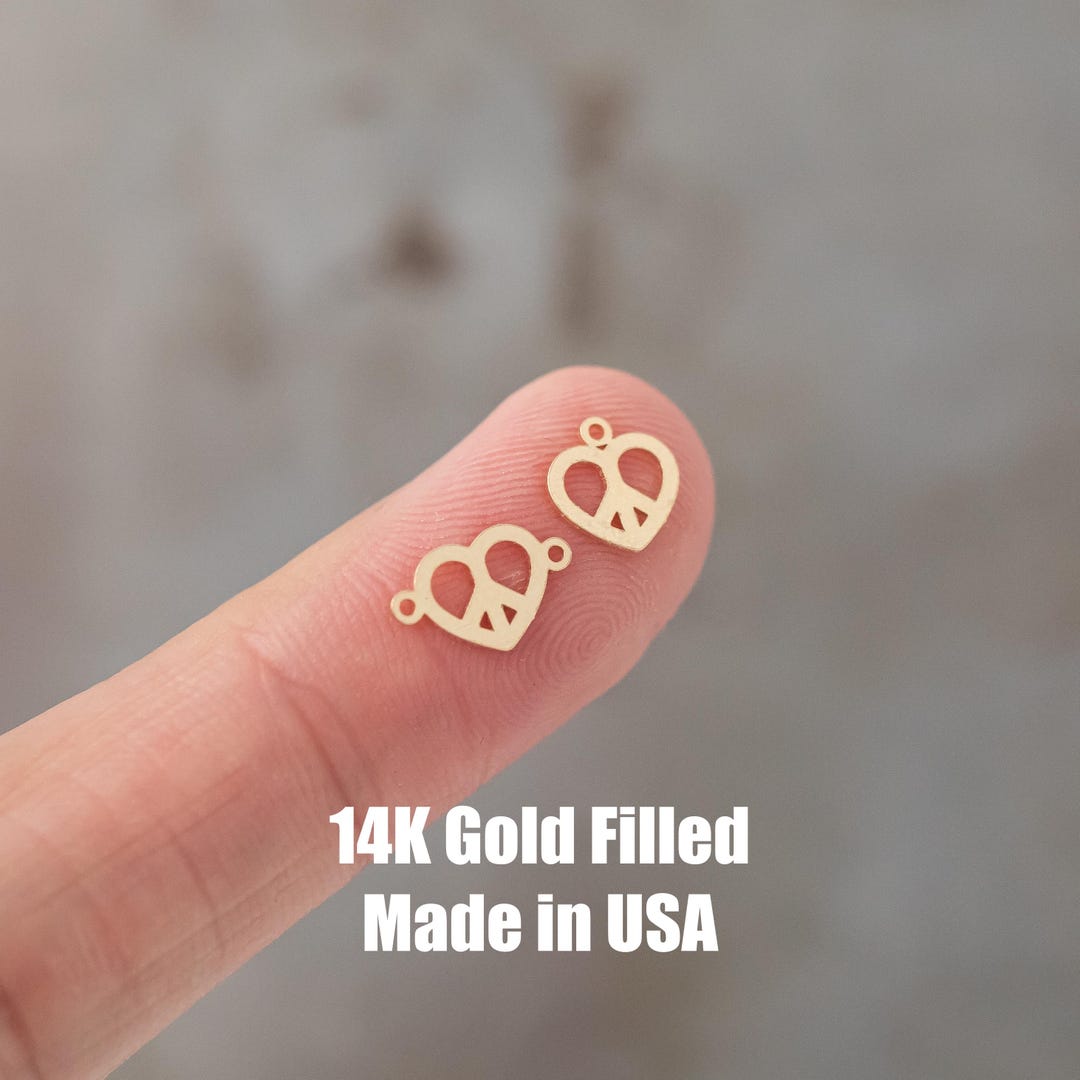 Heart Peace Sign Connector Gold Filled- USA Made, USA Gold Filled ...