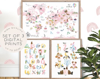 Set of 3 Educational Posters Classroom Decor Nursery World | Etsy