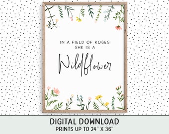 Wildflower Quote Art Printable Print Wall Art Decor Poster - Etsy