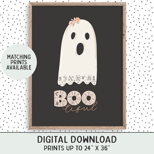 Cute Ghost Printable Pink Halloween Decor Ghost Art Print | Etsy