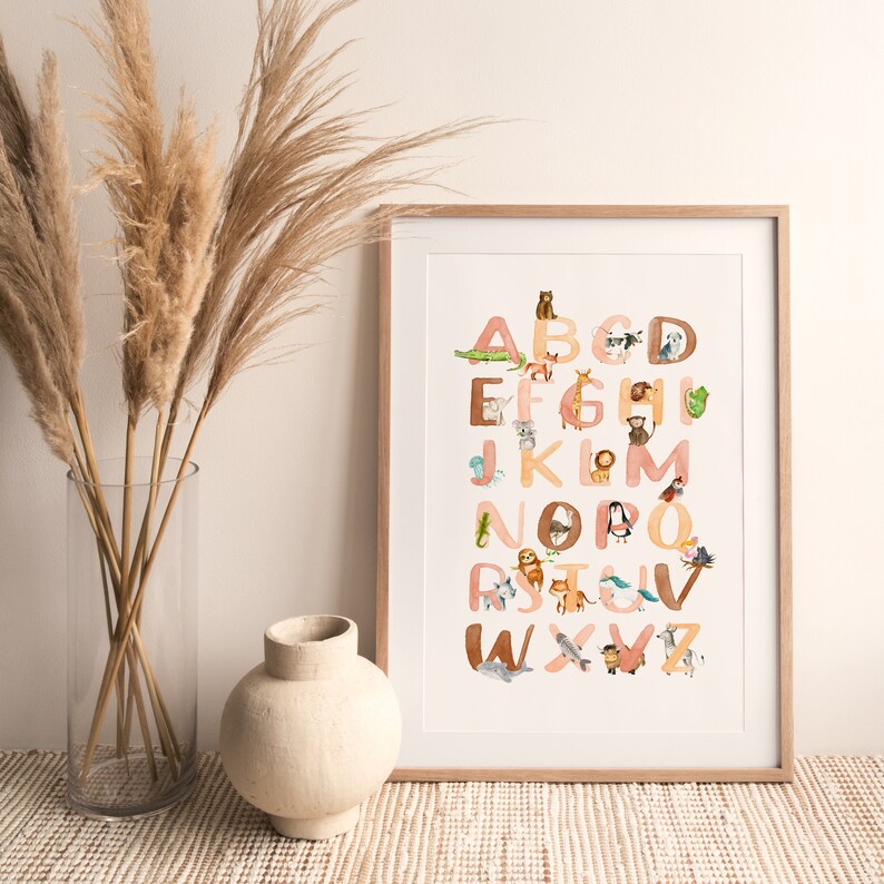ABC Poster Boho Alphabet Poster Animal Alphabet Print | Etsy
