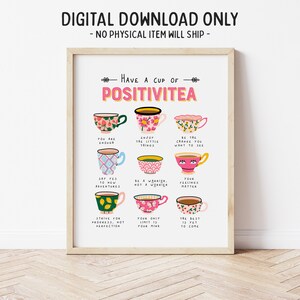 Positivitea Mental Health Poster School Counselor Therapy - Etsy UK