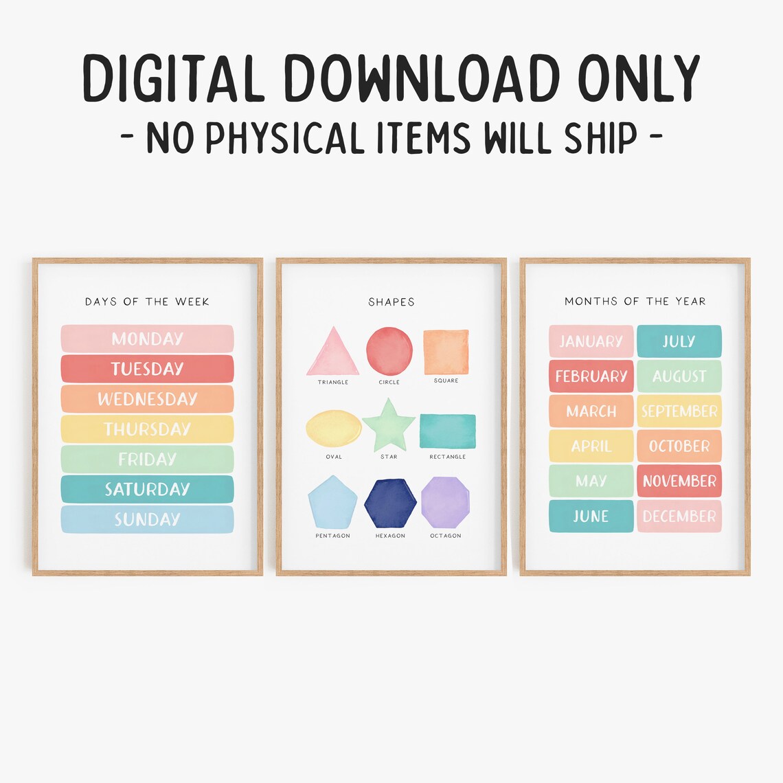 Homeschool Educational Posters Set Rainbow Classroom Decor - Etsy