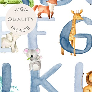 ABC Poster Blue Alphabet Poster Animal Alphabet Print - Etsy