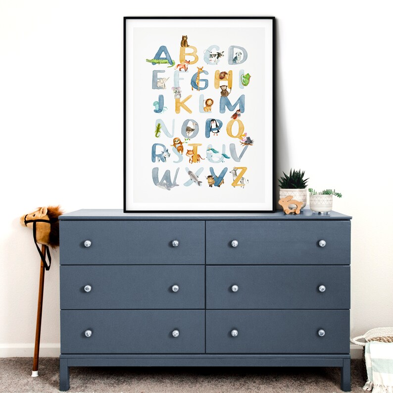 ABC Poster Navy Alphabet Poster Animal Alphabet Print | Etsy