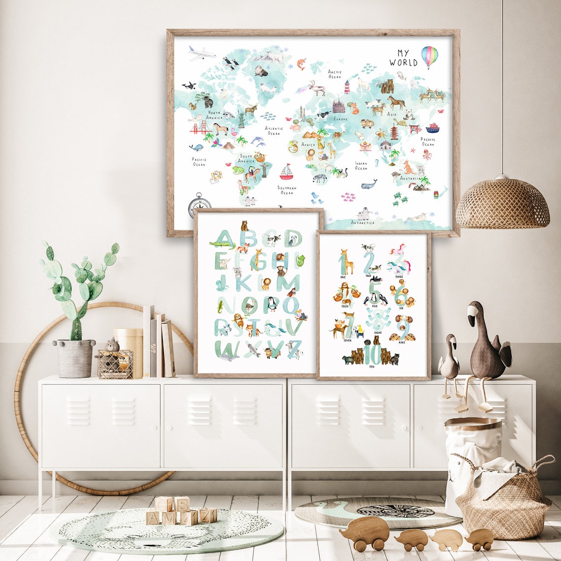 Set of 3 Educational Posters Classroom Decor Nursery World | Etsy