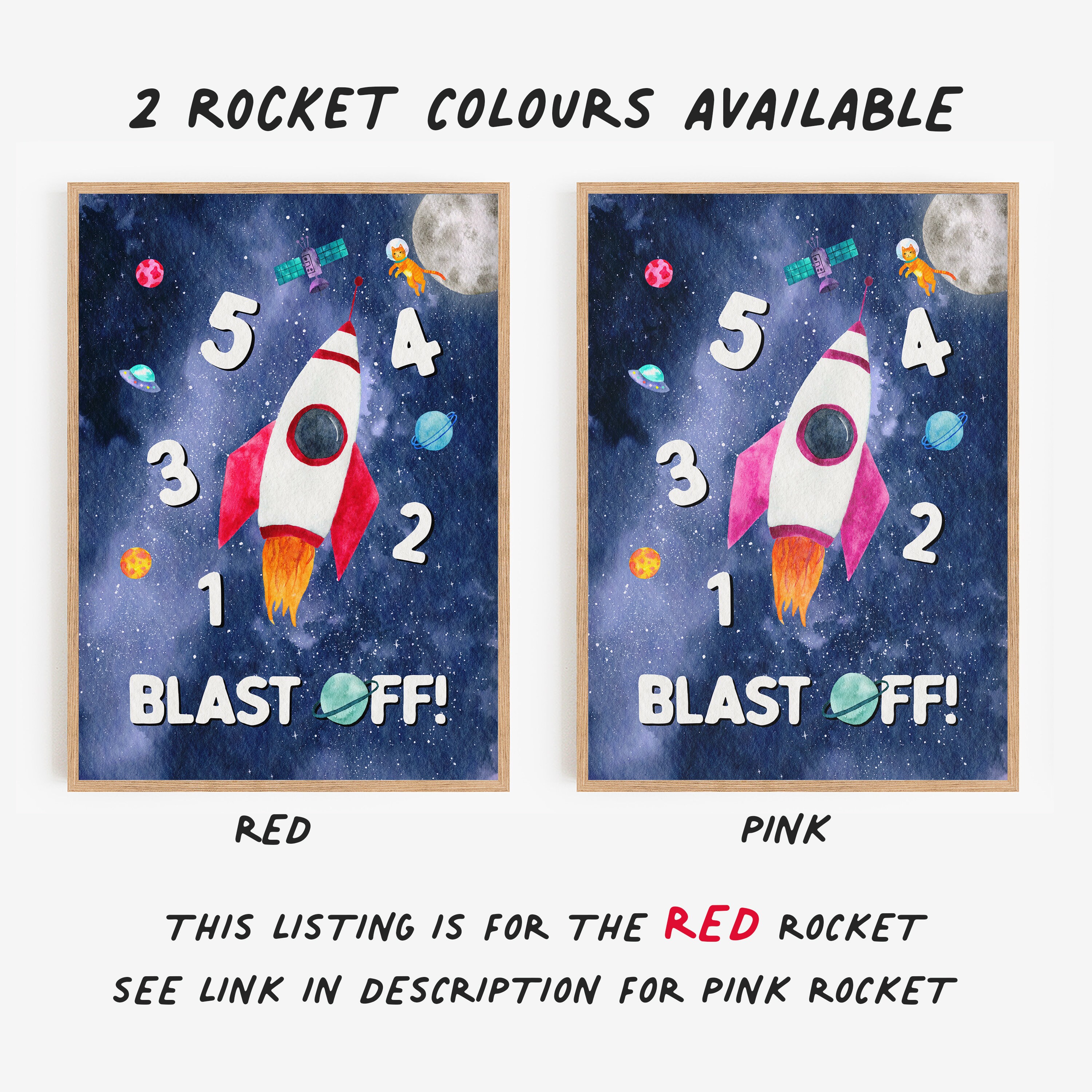 Rocket Print Space Themed Nursery Printable Wall Art Outer | Etsy