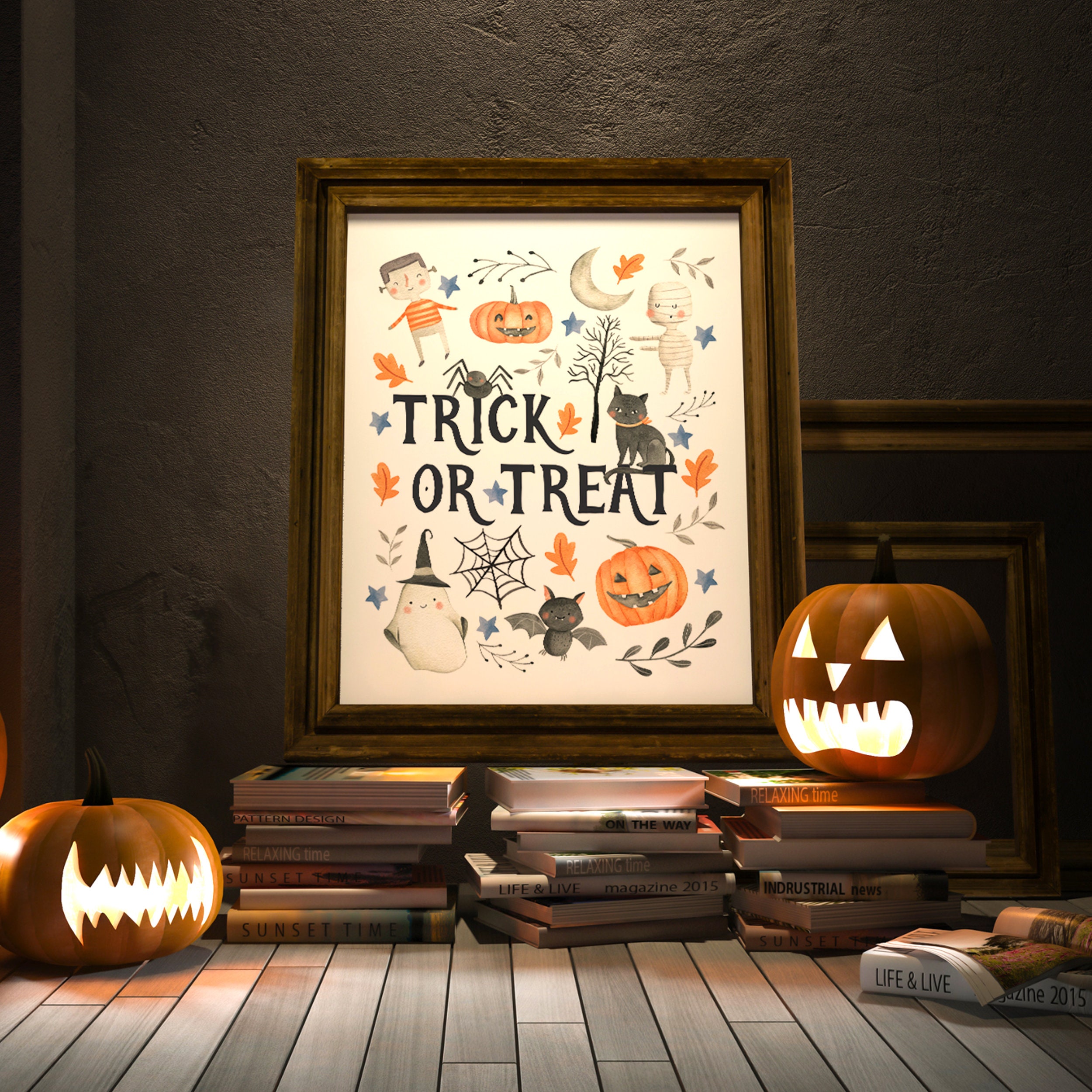 Cute Halloween Poster Halloween Printable Art Trick or Treat - Etsy UK