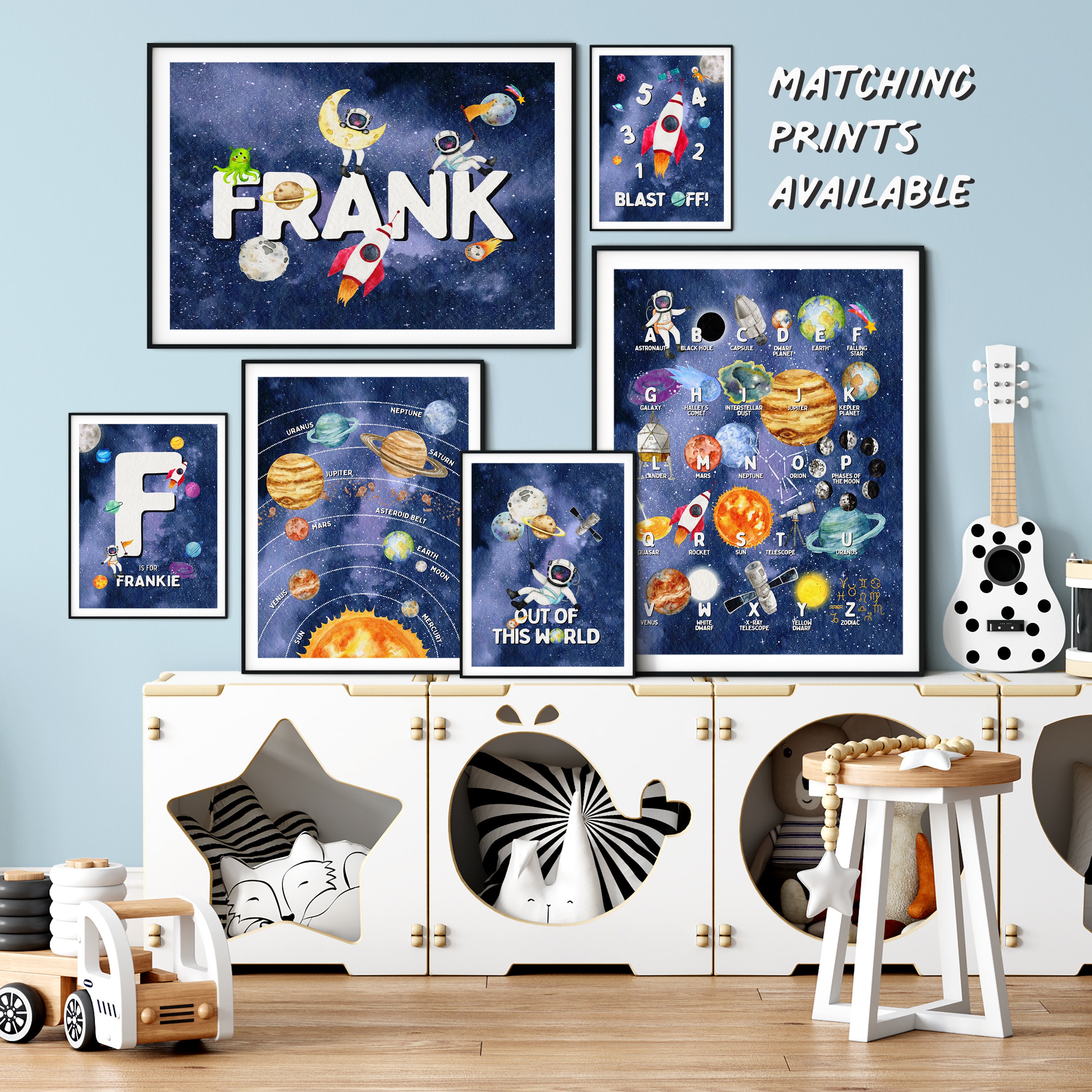 Rocket Print Space Themed Nursery Printable Wall Art Outer - Etsy UK