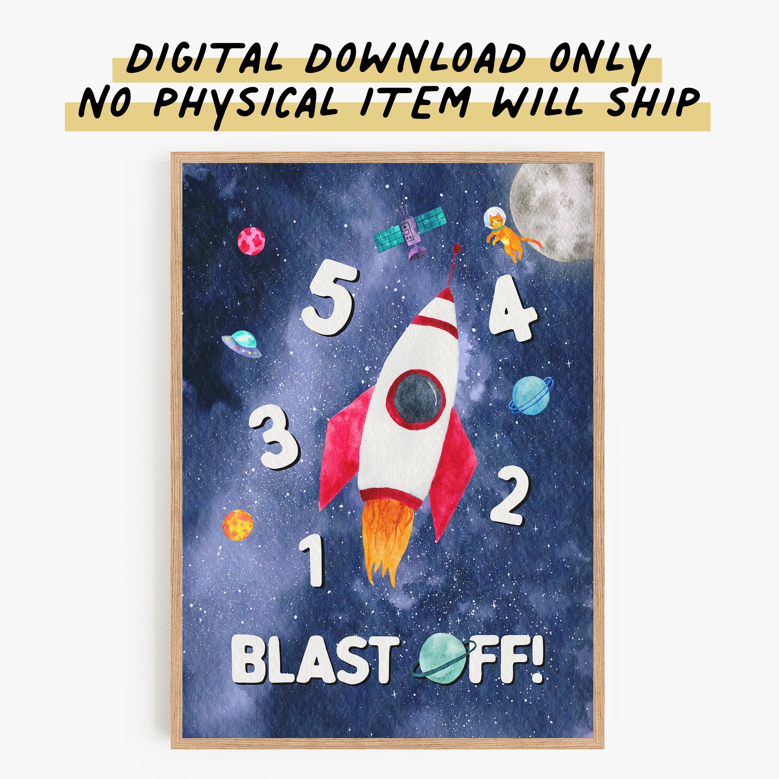 Rocket Print Space Themed Nursery Printable Wall Art Outer | Etsy