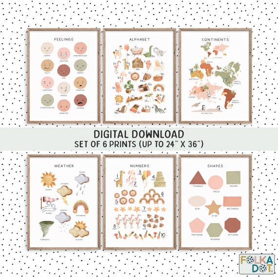 Boho Educational Posters Preschool Classroom Posters ABC - Etsy Finland