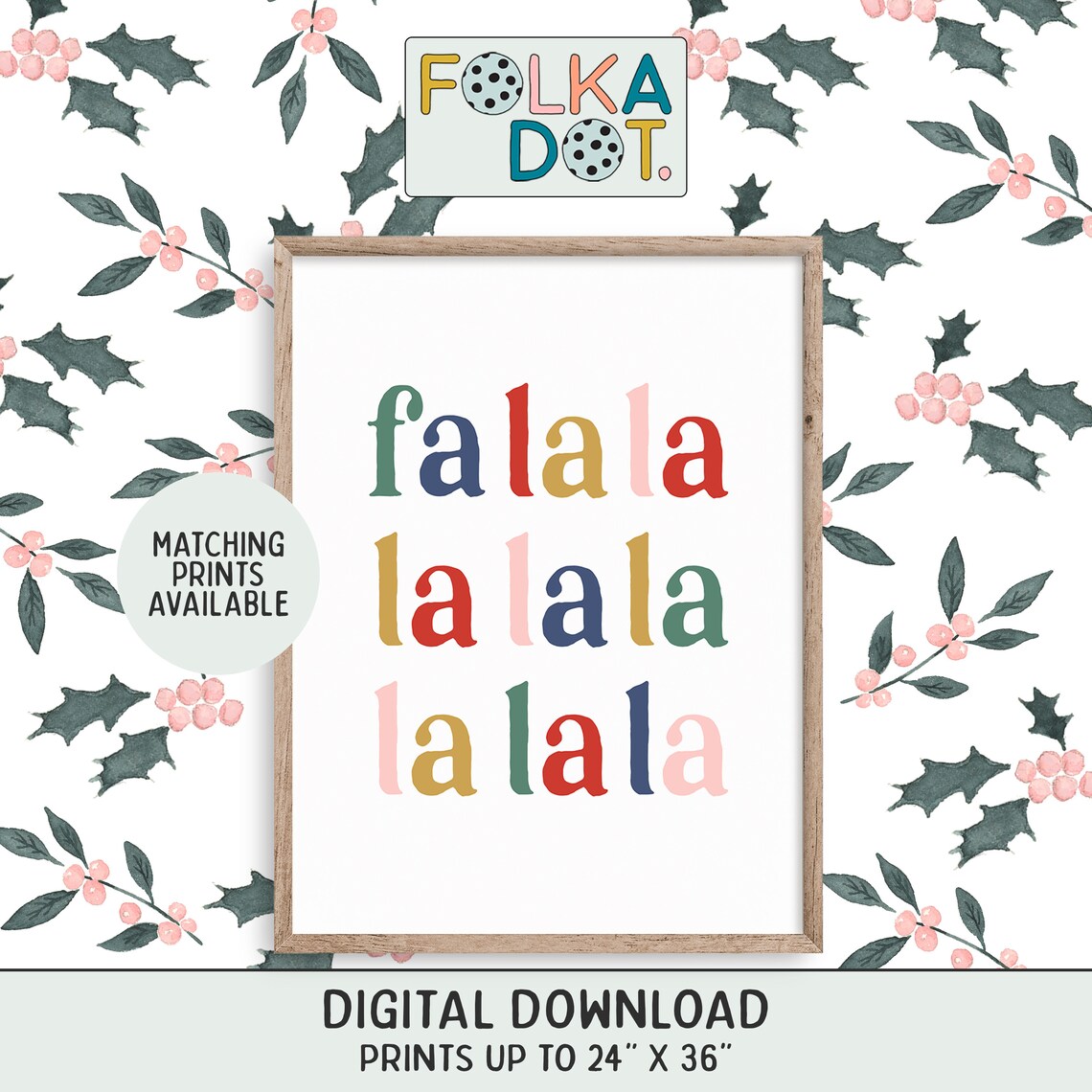 Christmas Printable Wall Art Fa La La La La Christmas Print | Etsy