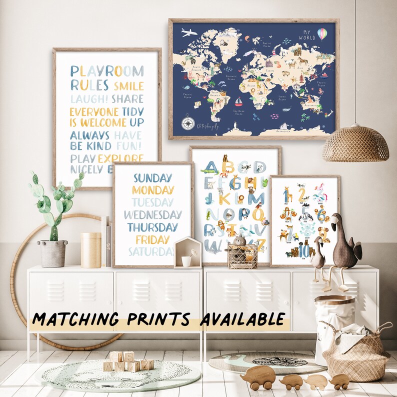 ABC Poster Navy Alphabet Poster Animal Alphabet Print | Etsy