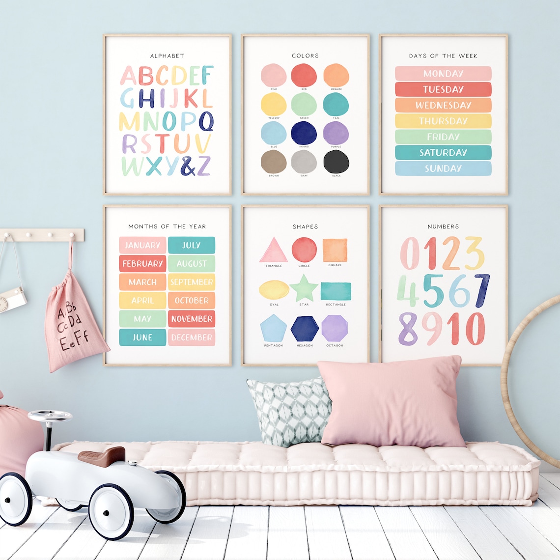 Homeschool Educational Posters Set Rainbow Classroom Decor - Etsy