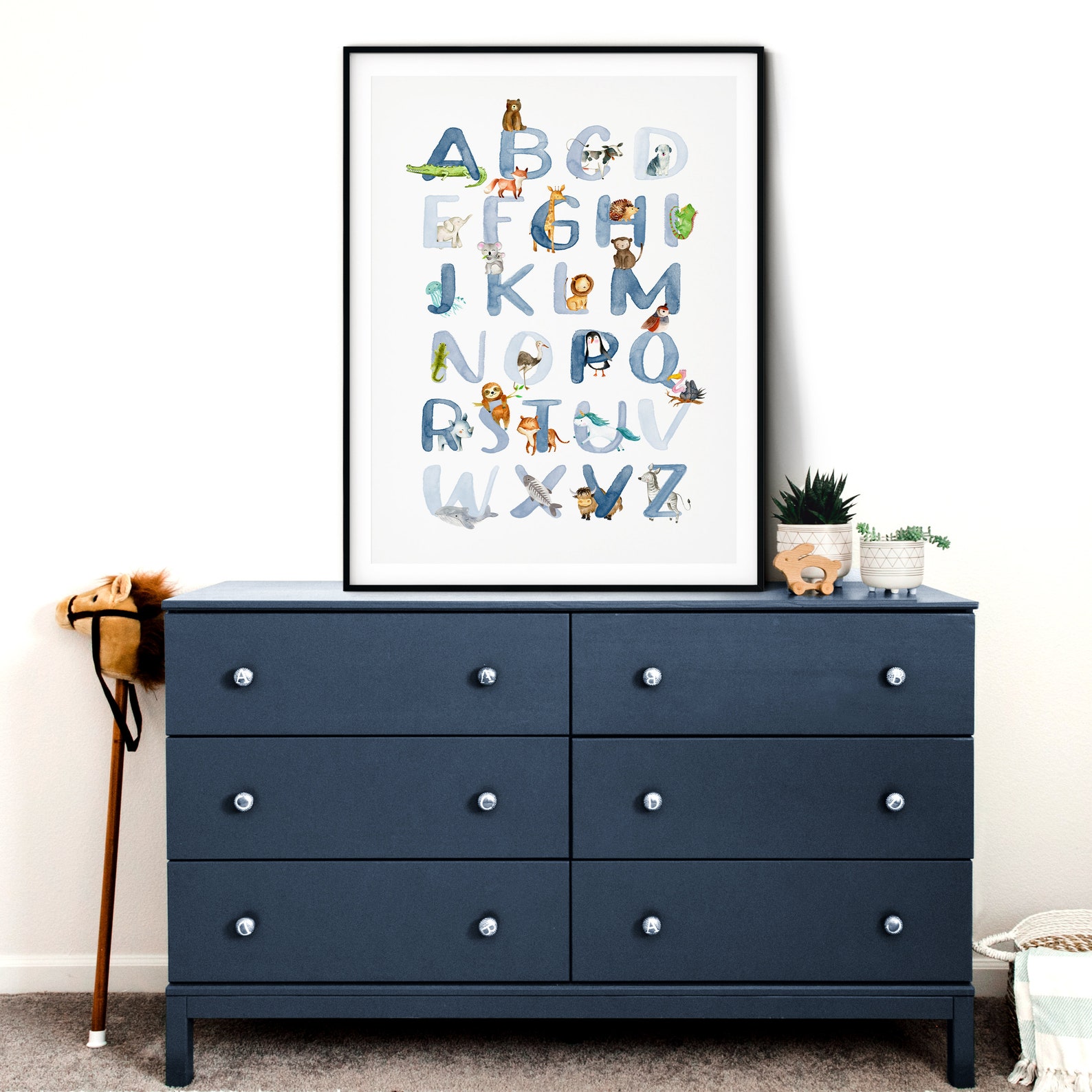 ABC Poster Blue Alphabet Poster Animal Alphabet Print | Etsy