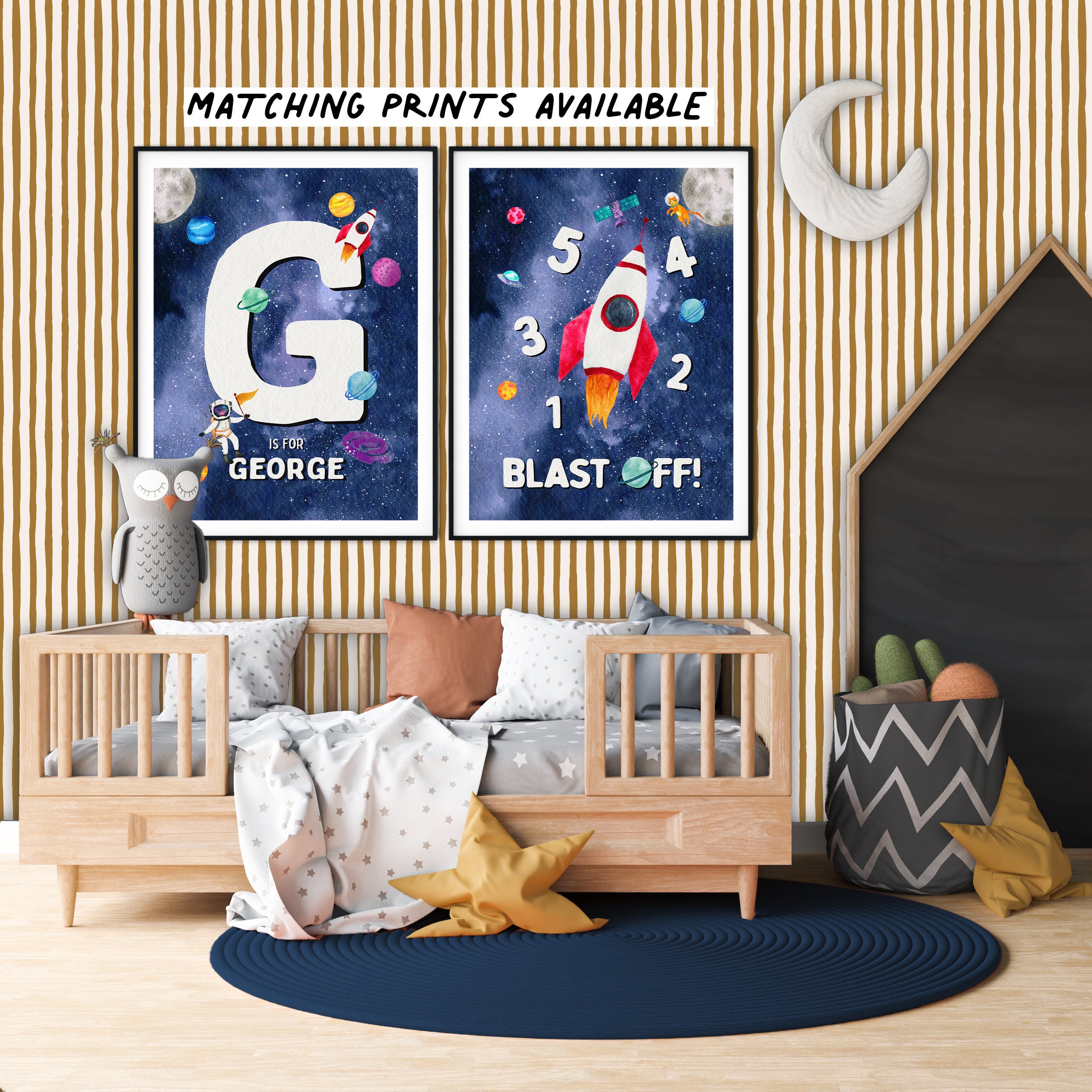 Rocket Print Space Themed Nursery Printable Wall Art Outer | Etsy