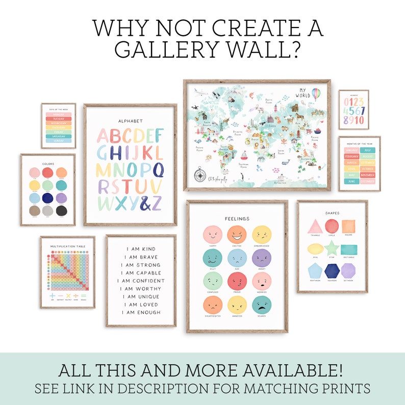 Homeschool Educational Posters Set Rainbow Classroom Decor - Etsy