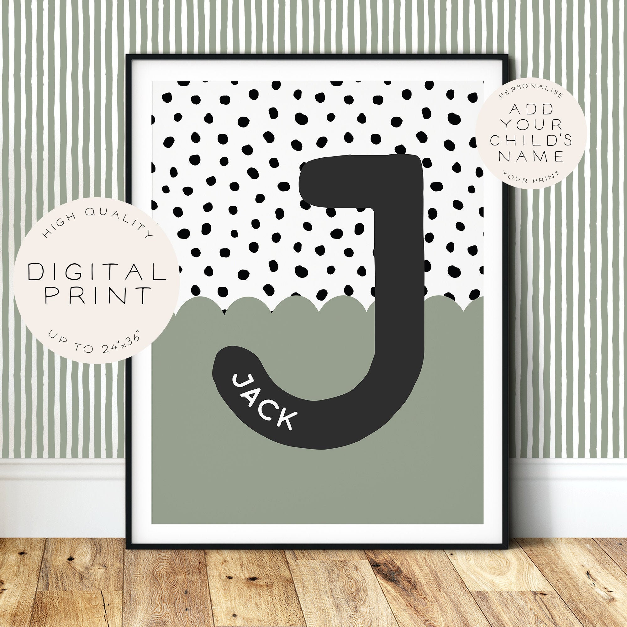 Custom Initial Print Initial Wall Art Boys Bedroom Decor | Etsy