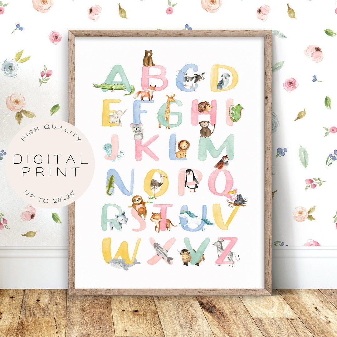 ABC Poster, Alphabet Poster, Animal Alphabet Print, Educational Poster ...