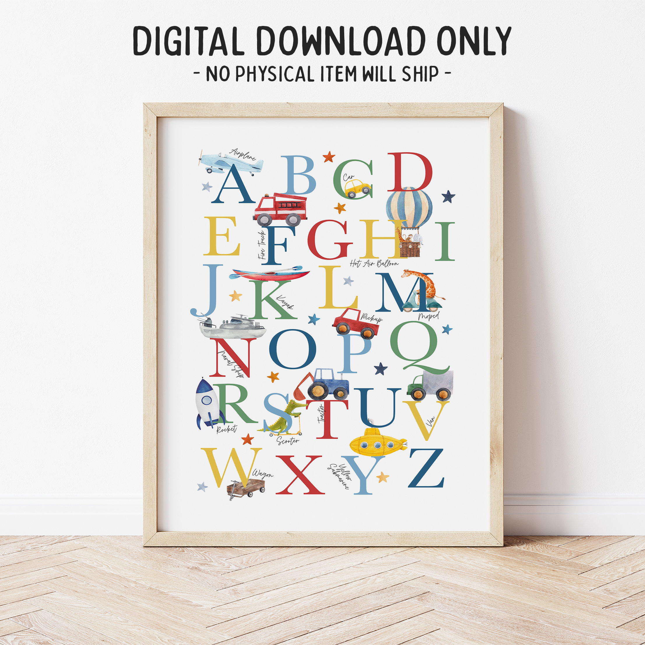 Transport Alphabet Poster Vehicles ABC Poster Toddler | Etsy