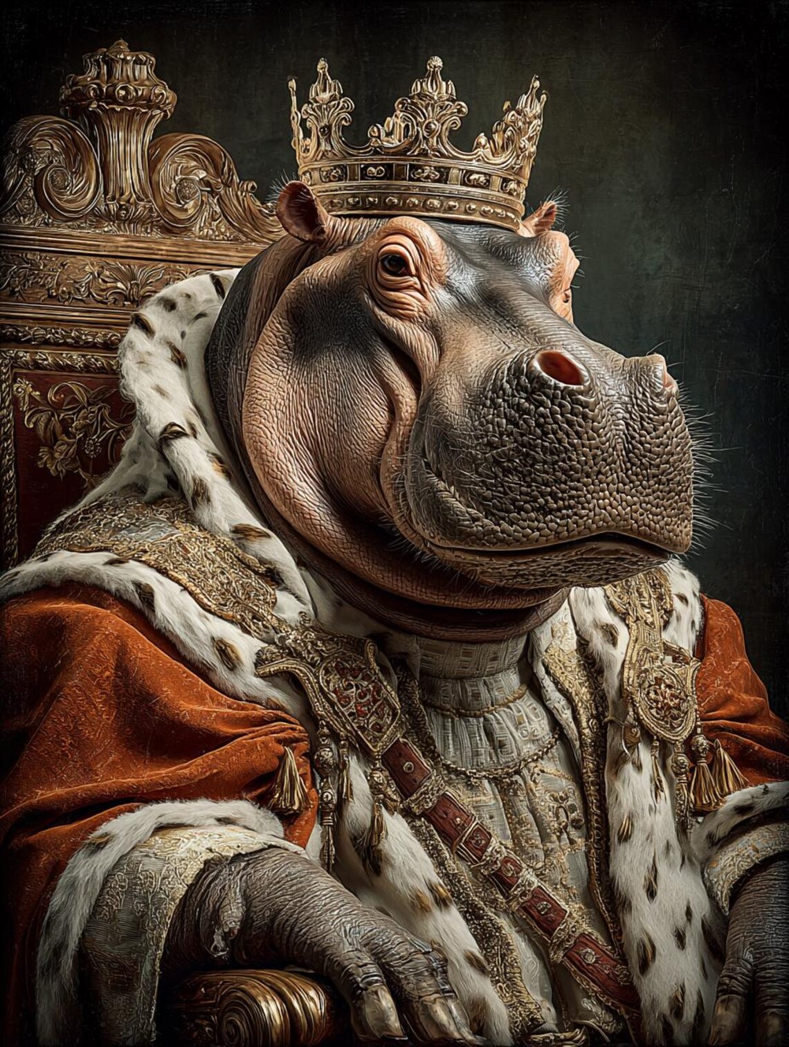 Digital Download Hippopotamus King Hippo for Printing Wall Art, Posters ...