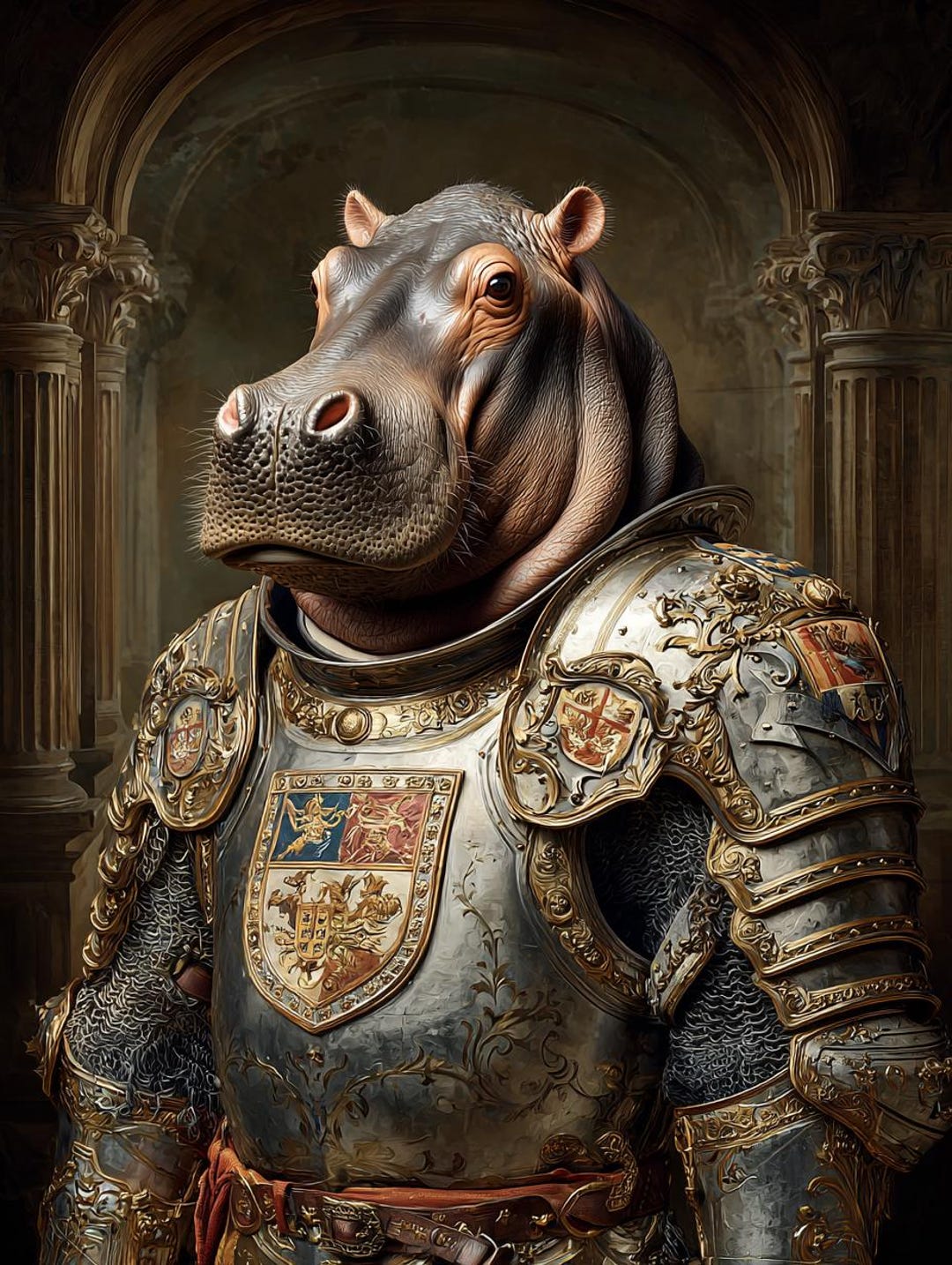 Digital Download Hippopotamus Knight Hippo for Printing Wall Art ...