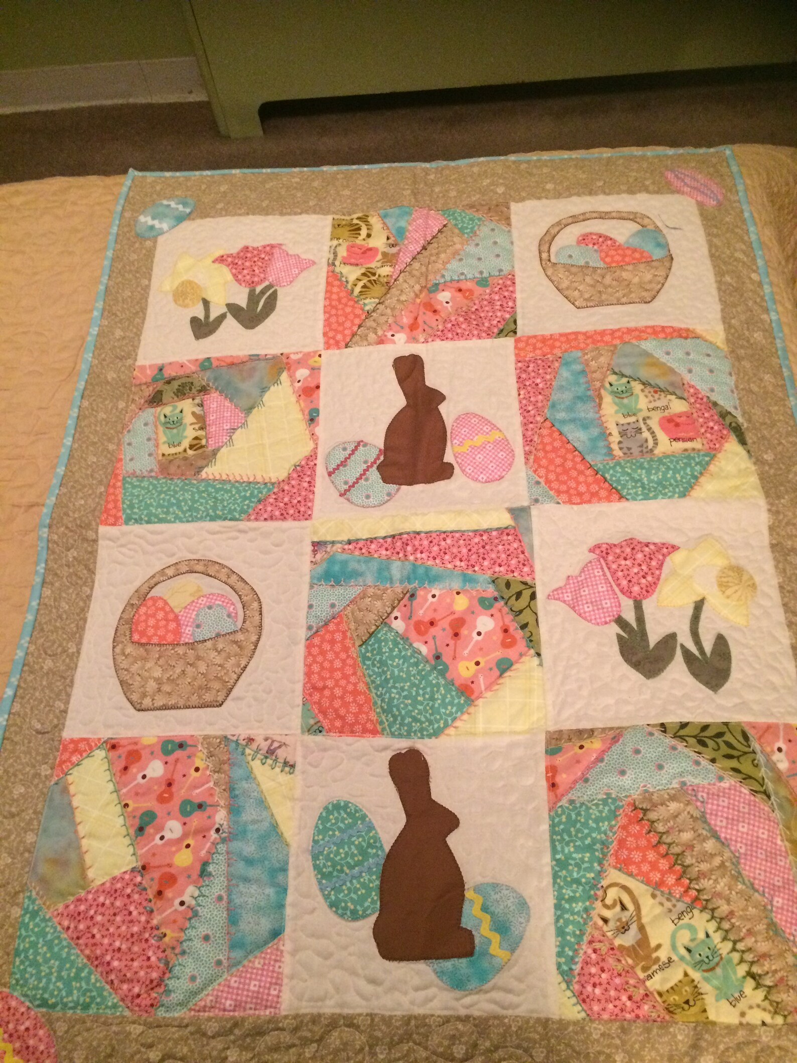 Easter Crazy Quilt Embroidered Wall Hanging - Etsy