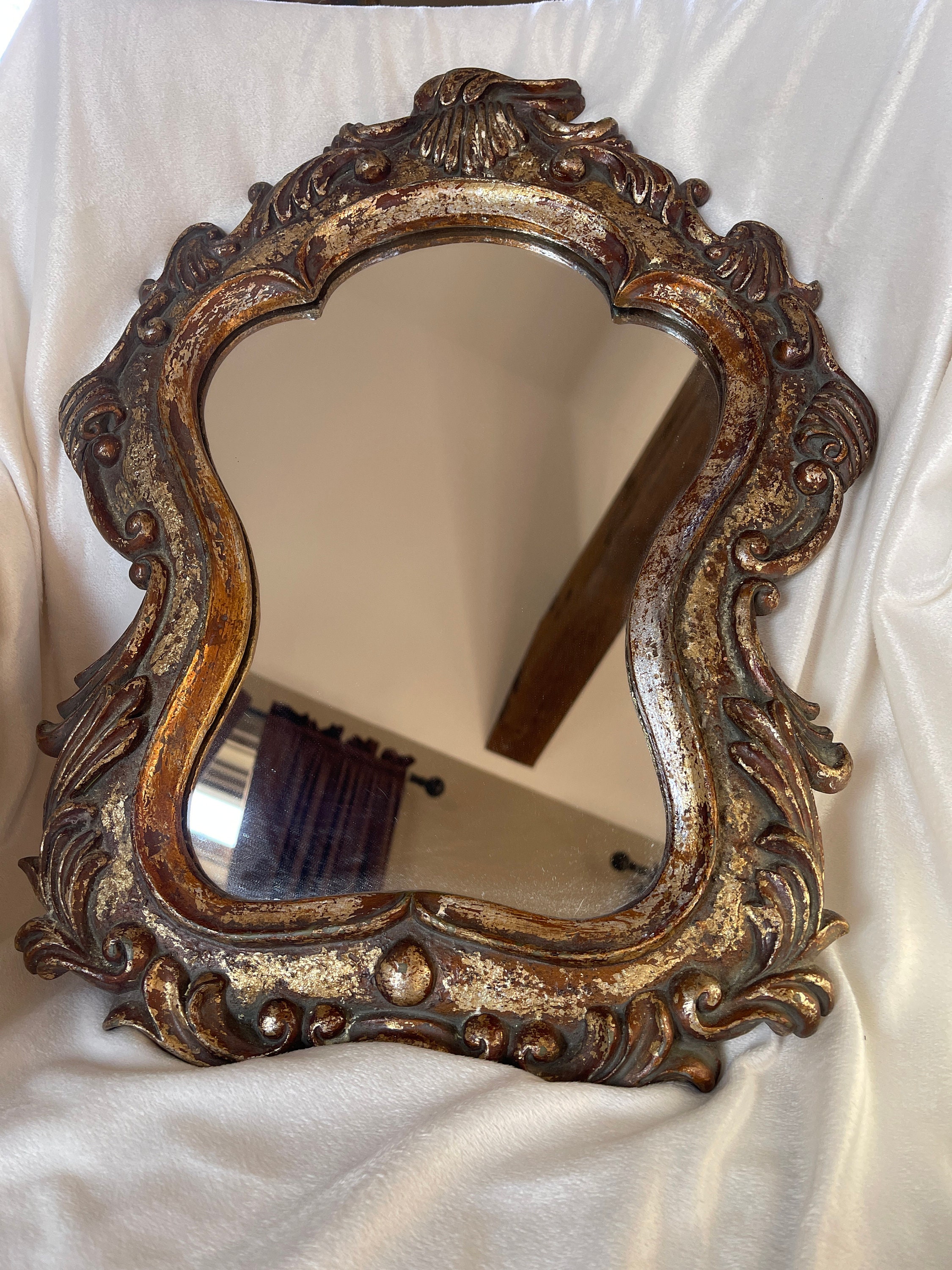 Retro Ornate Gold Distressed Mirror - Etsy