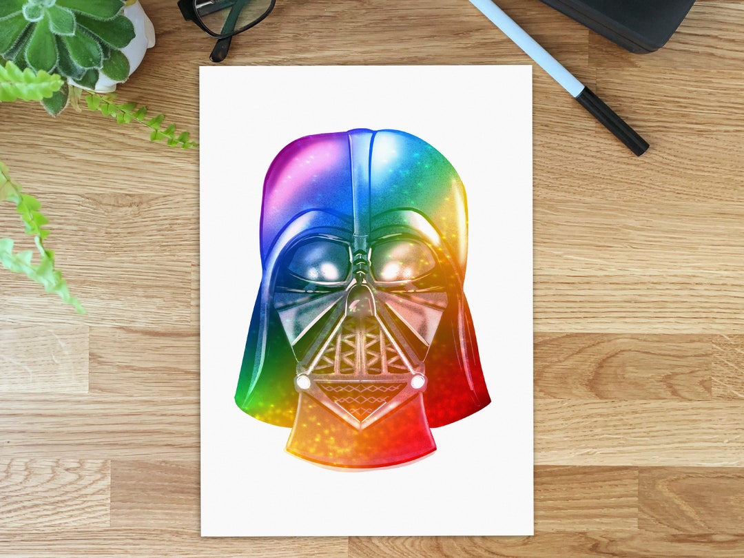Pride Darth Vader Helmet Rainbow Star Wars Art Print - Etsy