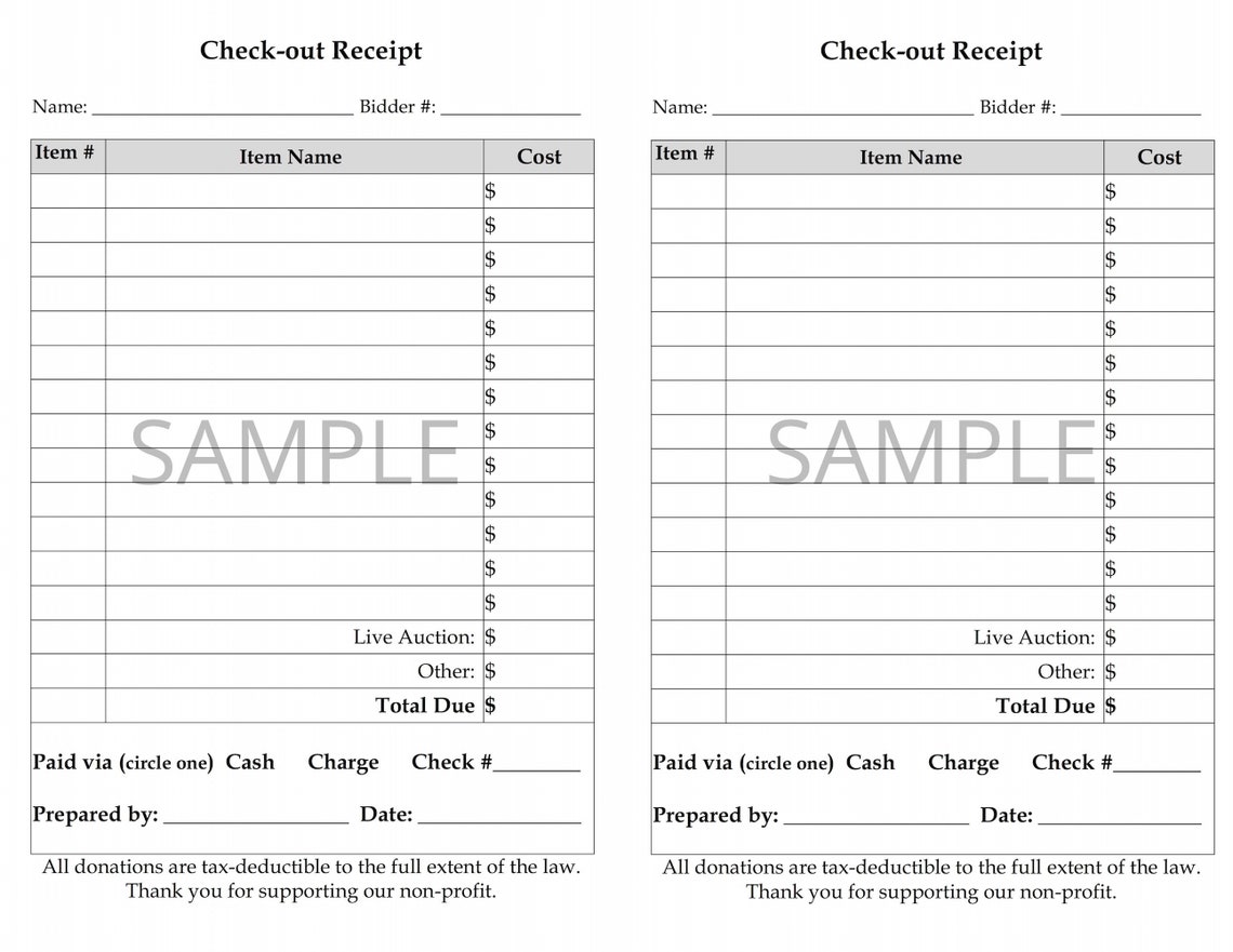 Printable Auction Planning Bundle With Bid Sheet, Check-out Receipt and ...
