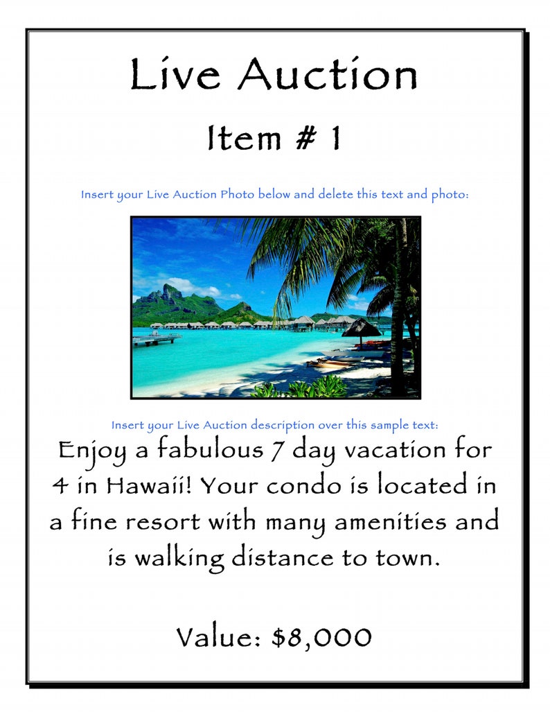 Printable Auction Planning Bundle With Bid Sheet, Check-out Receipt and ...