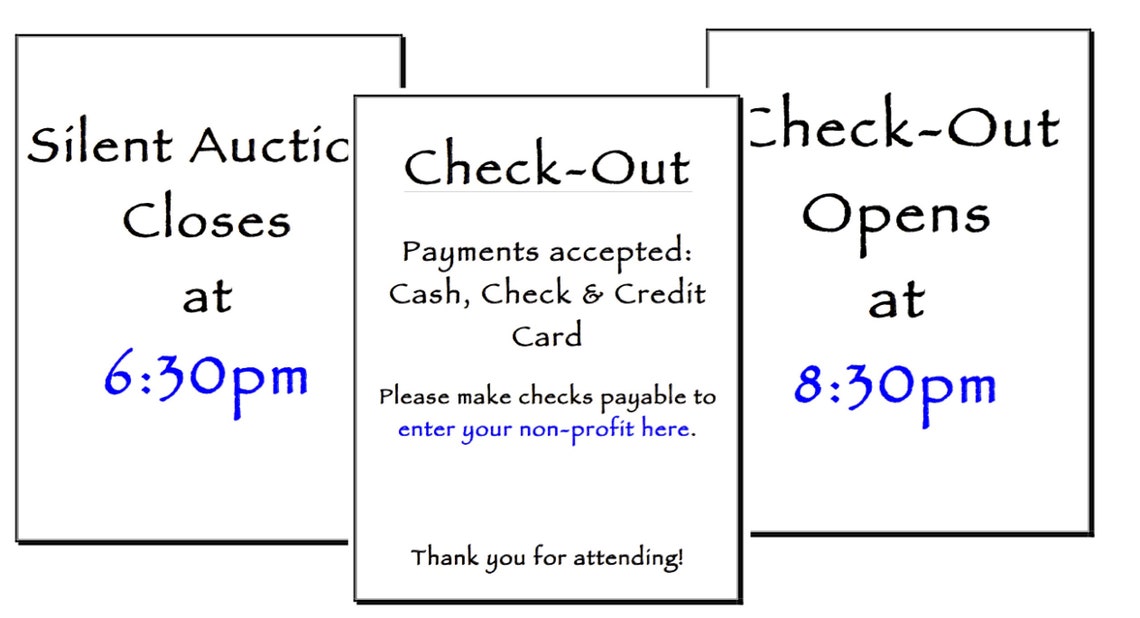 Printable Auction Planning Bundle With Bid Sheet, Check-out Receipt and ...