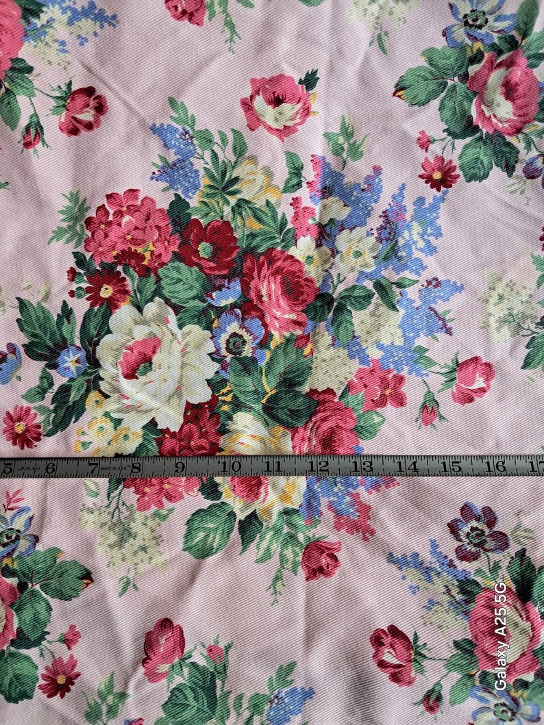 Vintage Pink Roses Cotton Fabric English Cottage Style - Etsy
