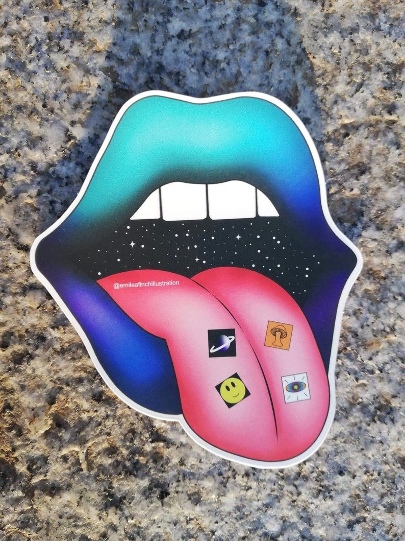 Trippy Acid Tongue Sticker | Etsy