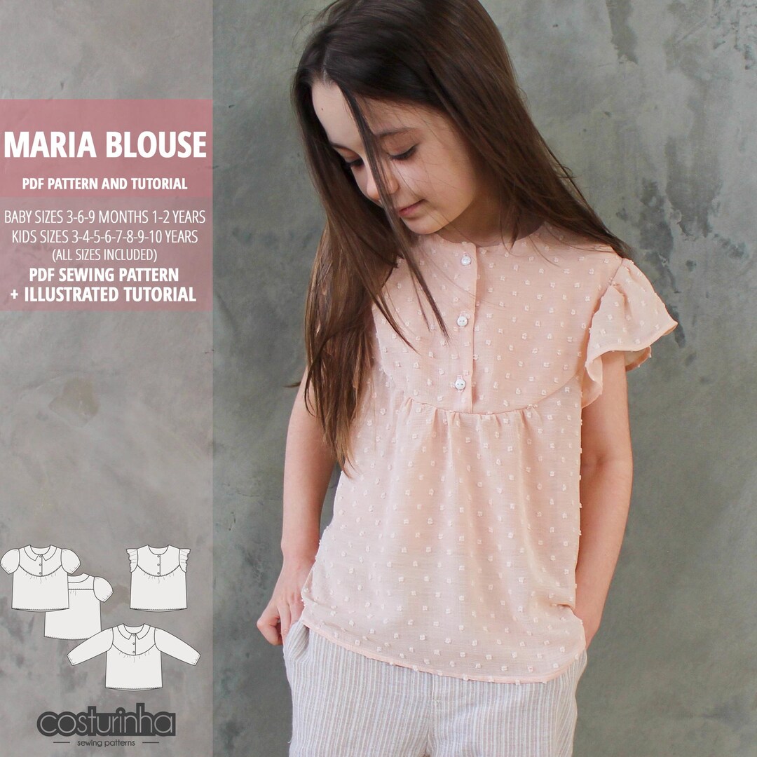 Girl Blouse Pattern, Girls Top Pattern, Woven Top Pattern / PDF Sewing ...