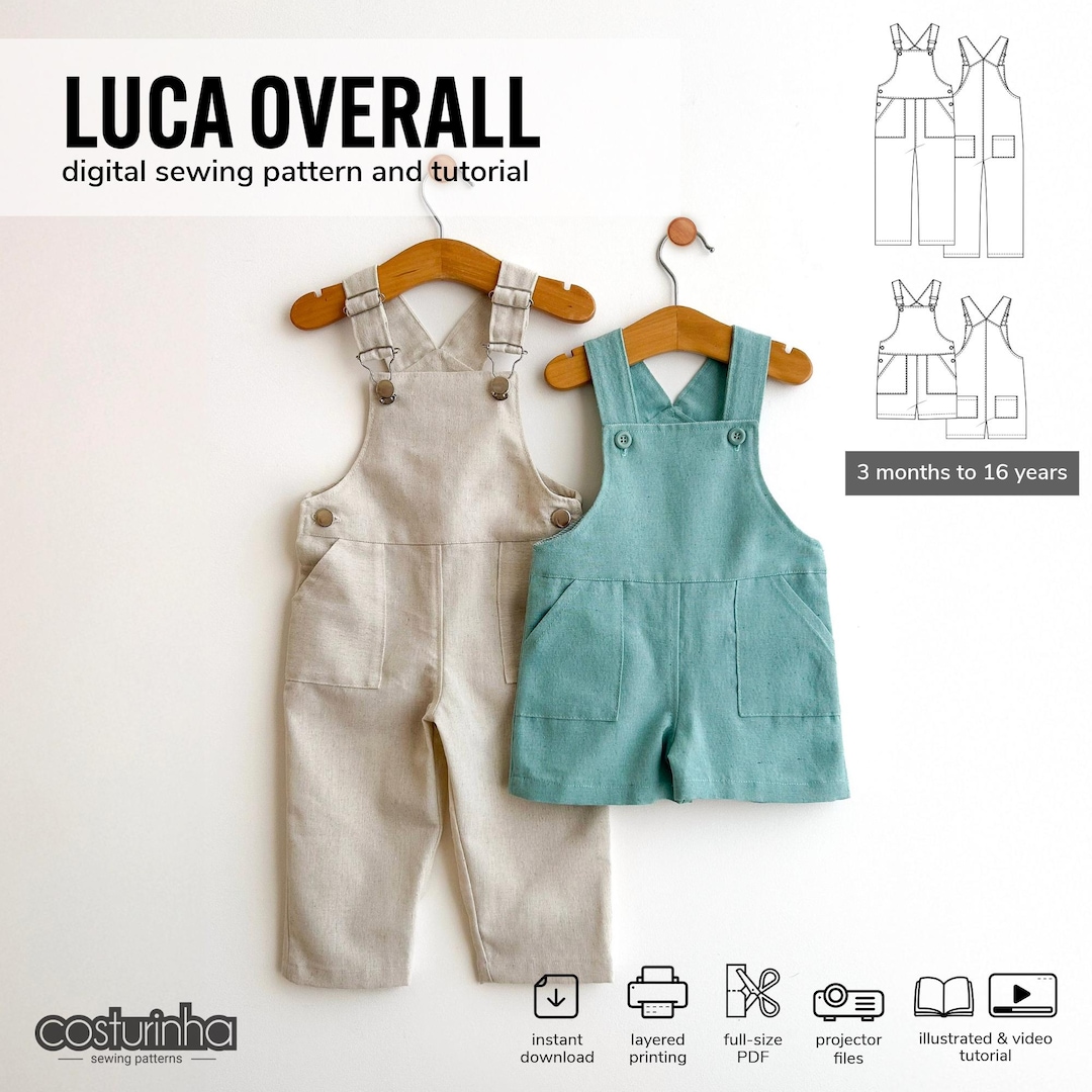 Luca Overall Sewing Pattern — PDF Digital Pattern for Baby, Kids ...